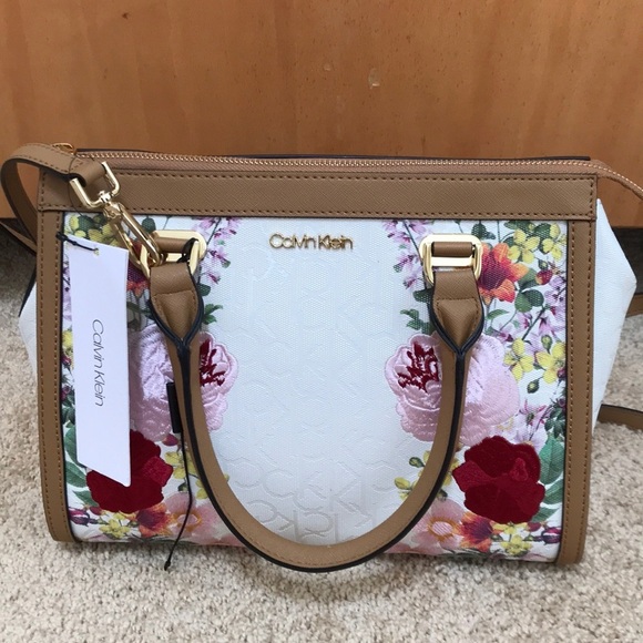 Calvin Klein | Bags | Nwt Calvin Klein Monogram Floral Mercy Satchel ...